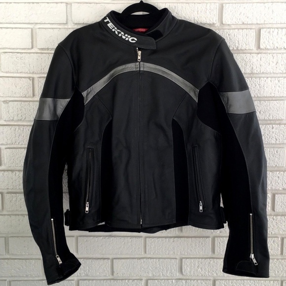 Teknic | Jackets & Coats | Leather Motorcycle Jacket Coat 8 Black ...